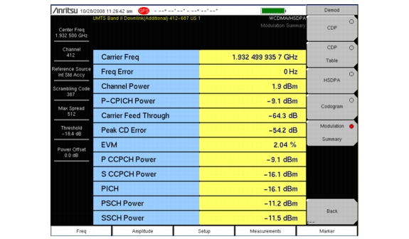 WCDMA Summary Setup